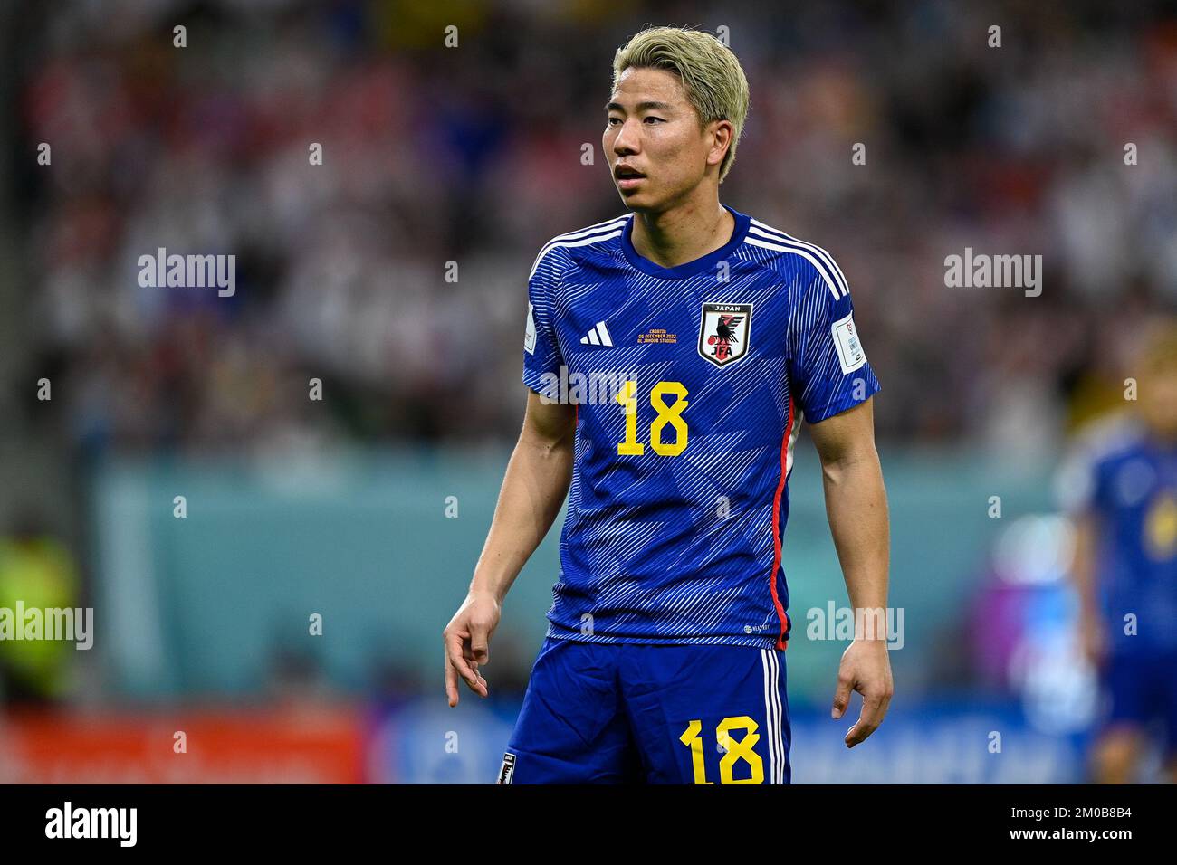 AL WAKRAH, QATAR - DECEMBER 5: Takuma Asano of Japan looks on during the Round of 16 - FIFA ...