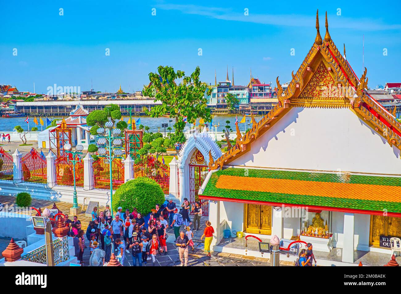 BANGKOK, THAILAND - APRIL 23, 2019: People on Wat Arun courtyard, on ...