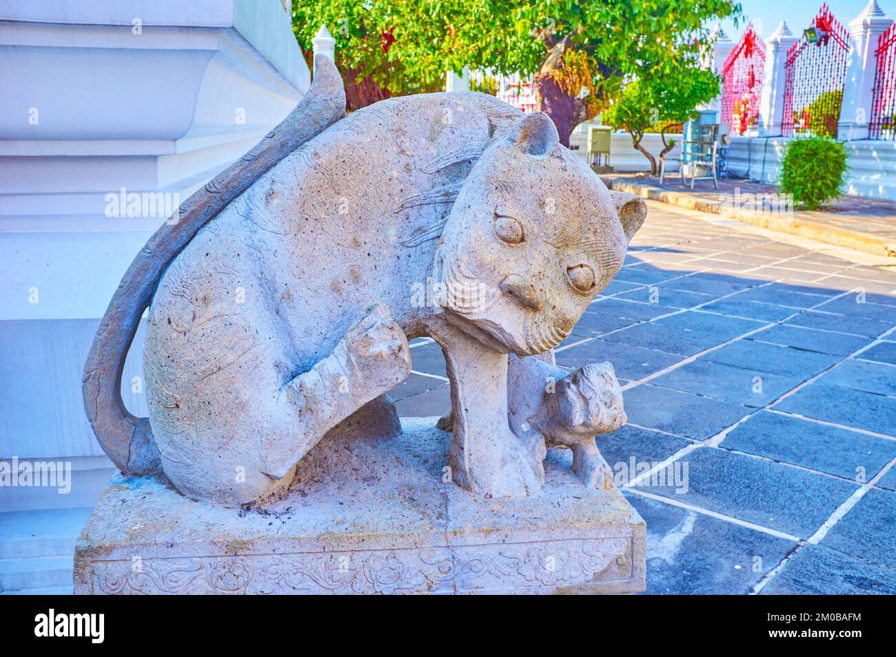 The stone carved mythological creature in Wat Arun complex in Bangkok ...