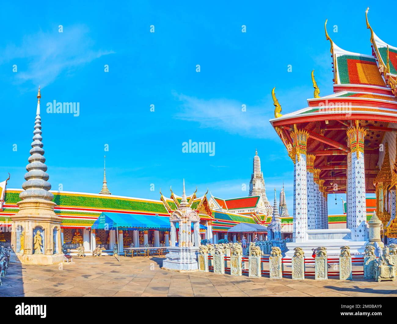 The courtyard of Wat Arun Temple enclosure with Ubosot (Ordination Hall ...