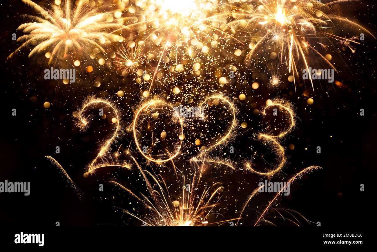 2023 New Year Celebration With Sparkler And Fireworks At Blue Eve Night ...