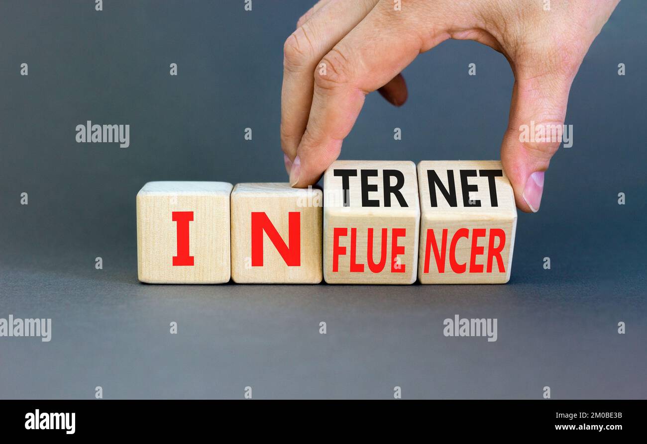 Internet influencer symbol. Concept word Internet influencer on wooden ...