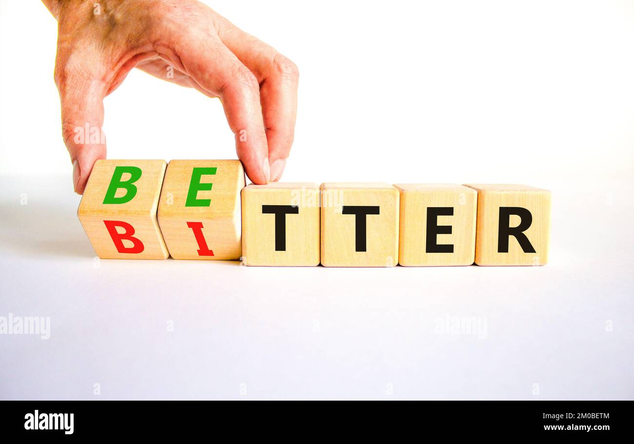 Better or bitter symbol. Concept word Better and Bitter on wooden cubes ...