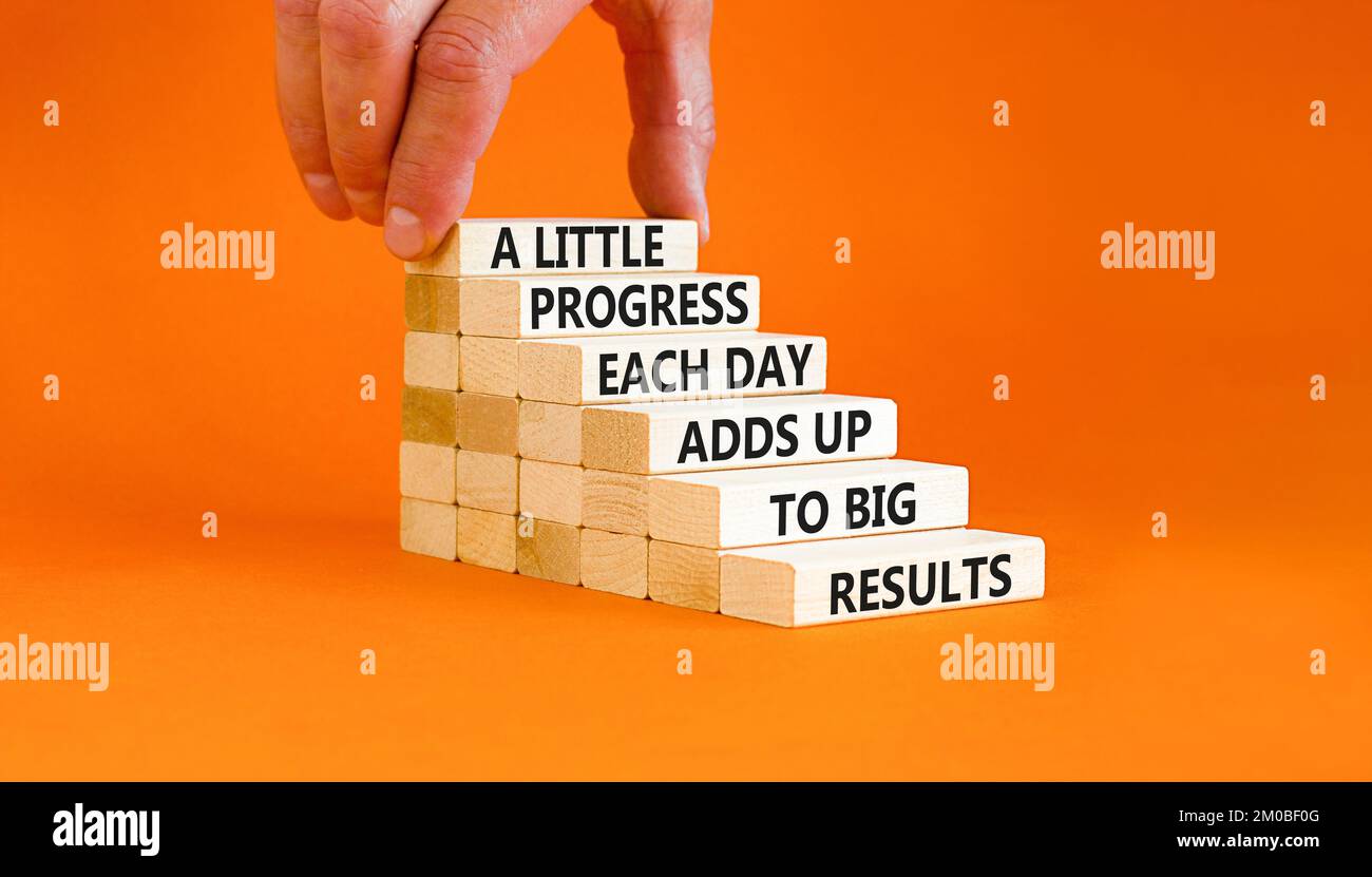 Progress and result symbol. Concept words A little progress each day ...