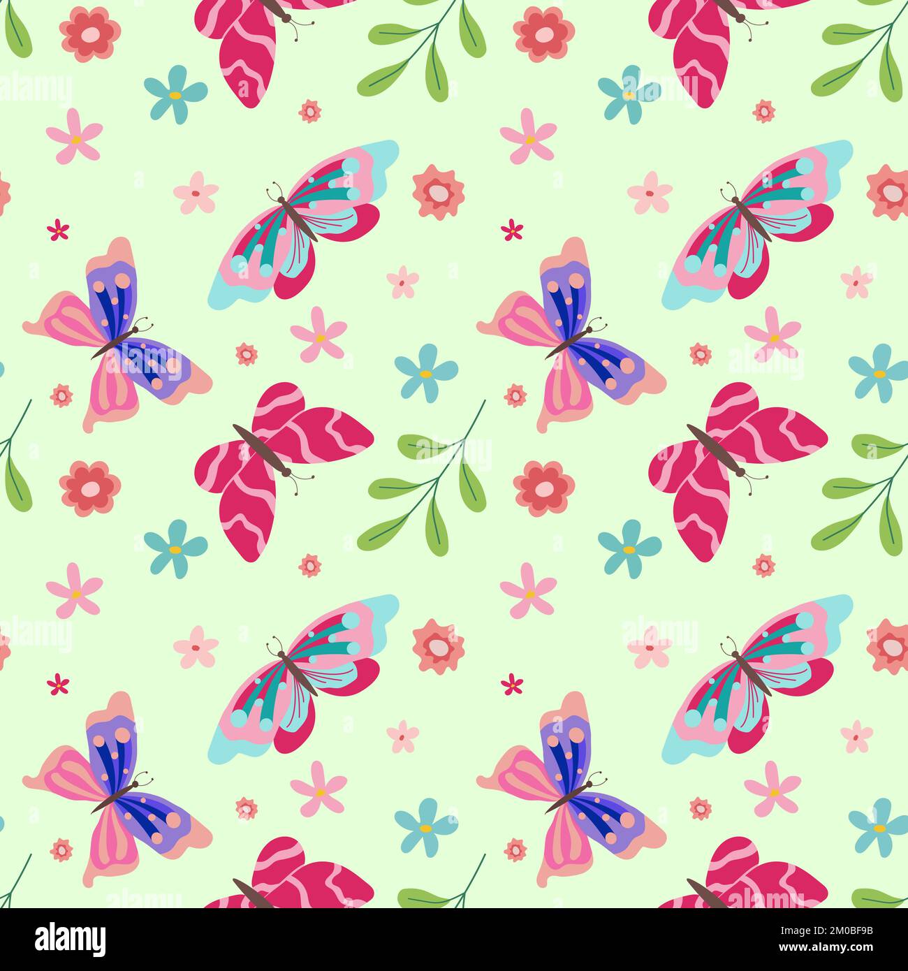 Seamless pattern with cute butterflies Stock Vector Image & Art - Alamy