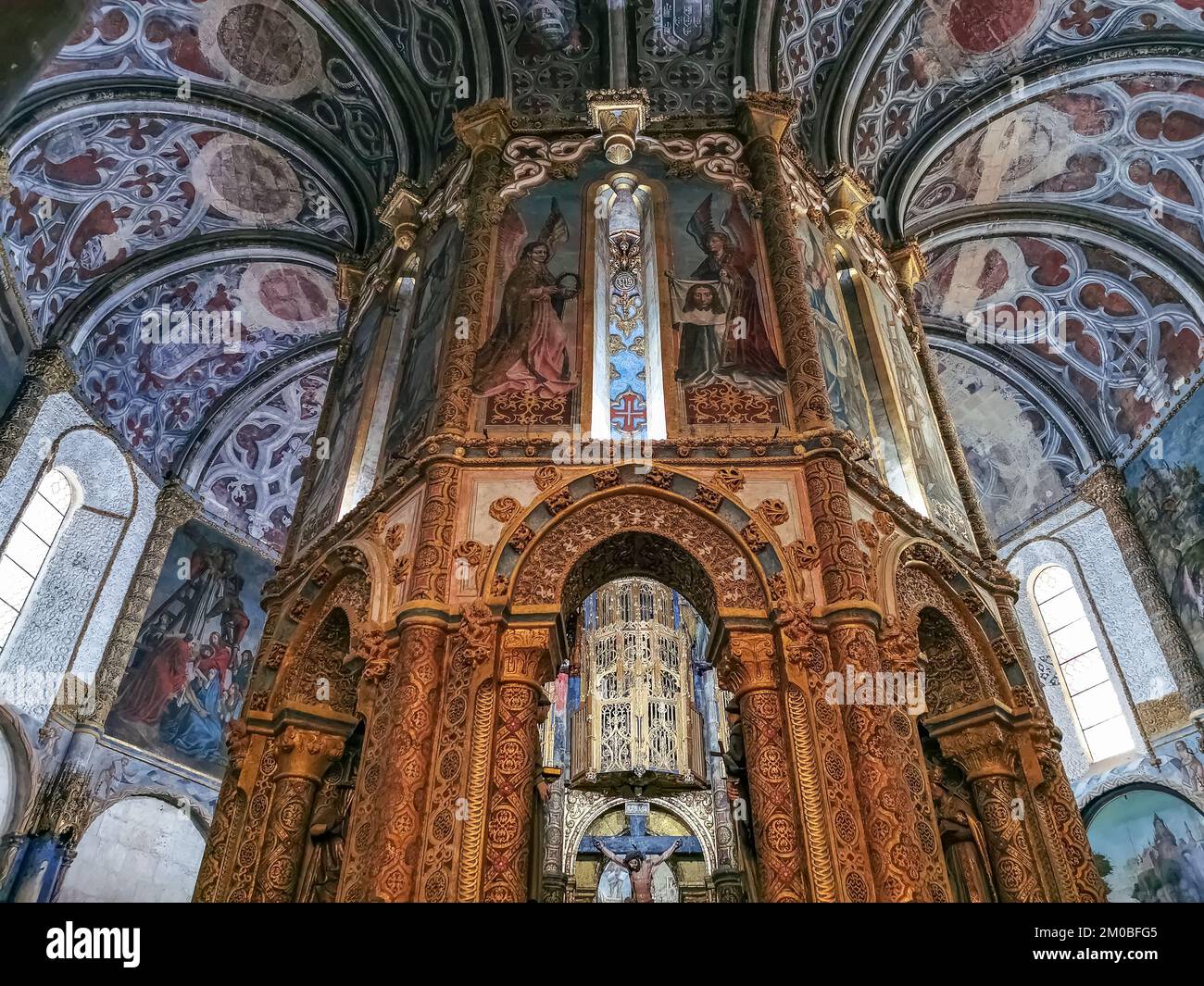 Tomar Portugal - 08 09 2022: Interior view at the Charola of the ... Tomar Portugal - 08 09 2022: Interior view at the Charola of the ...