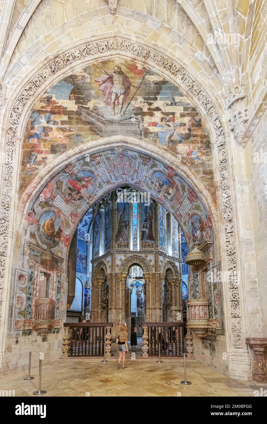 Tomar Portugal - 08 09 2022: Interior view at the Charola of the ...