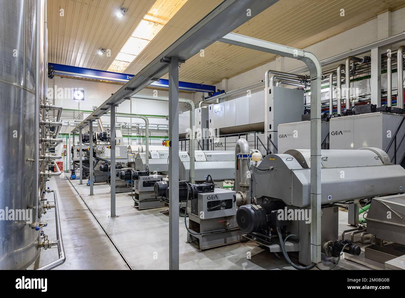 Huelva, Spain - December 4, 2022: Inside of an olive oil mill. Extra ...