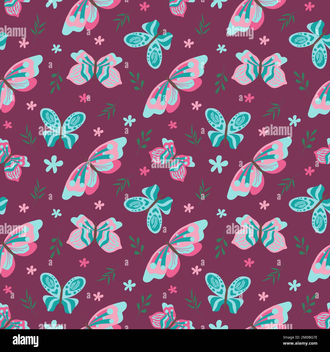 Seamless pattern with cute butterflies Stock Vector Image & Art - Alamy