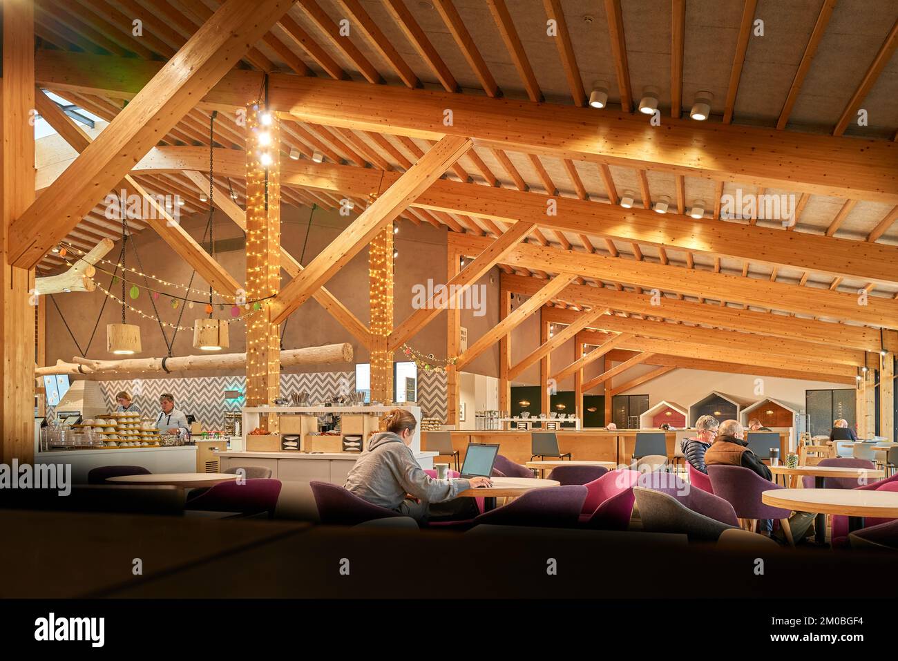 Interior of the Gloucester service station cafe on the M5 motorway ...