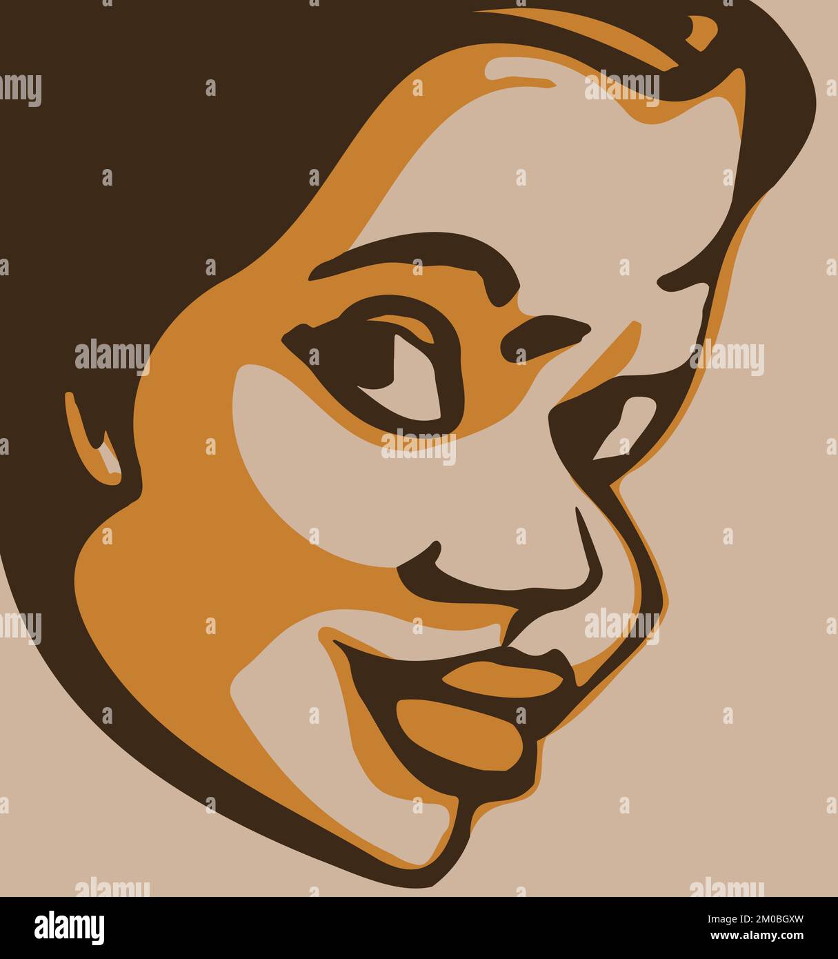 Vector portrait of a smiling black afro american pretty woman, profile ...