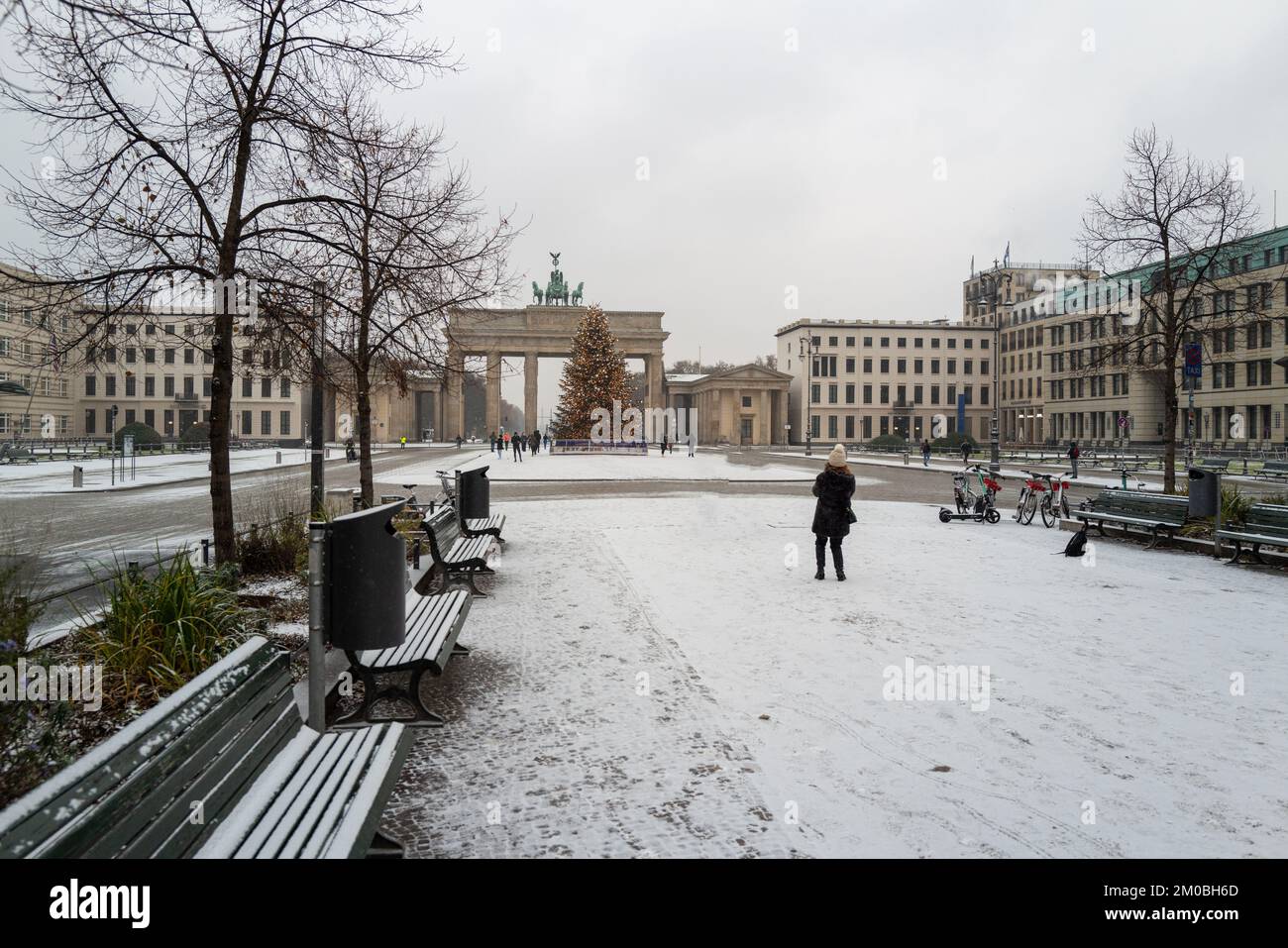 a colorfully decorated Christmas tree stands in front of the ...