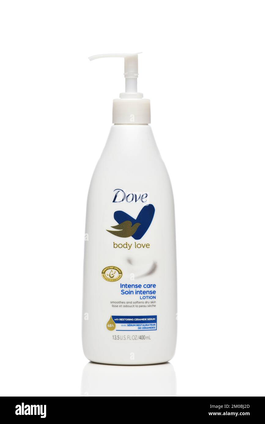 IRVINE, CALIFORNIA - 4 DEC 2022: A bottle of Dove Body Love Lotion ...