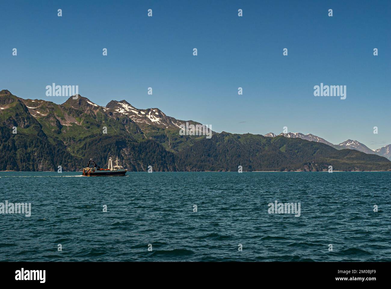 Resurrection Bay, Alaska, USA - July 22, 2011: Wide landscape over ...