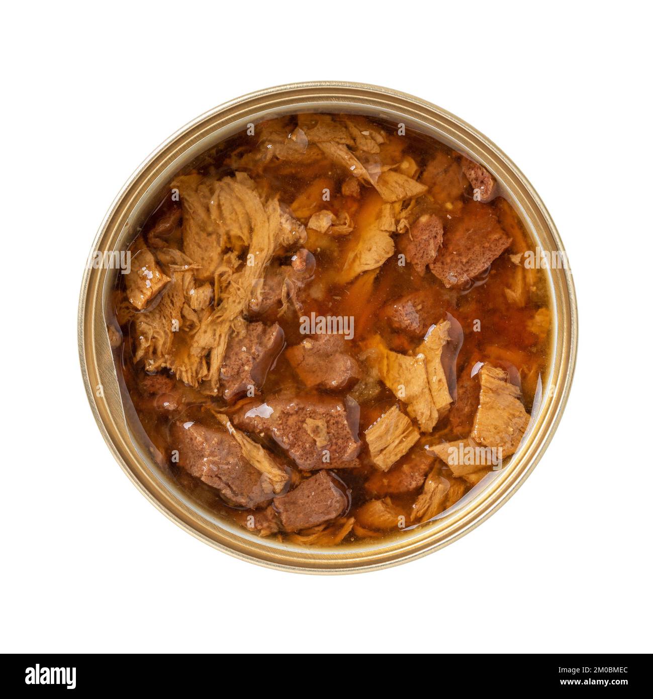 Open can of wet cat food isolated on a white background. Jar of canned ...