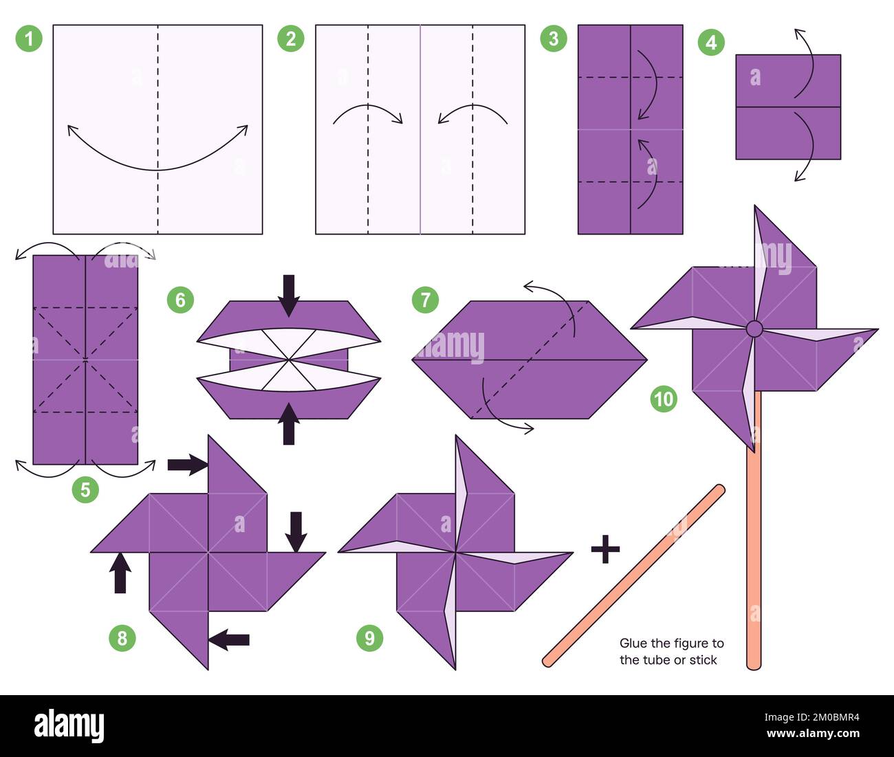 Origami tutorial for kids. Origami cute Windmill toy Stock Vector Image ...