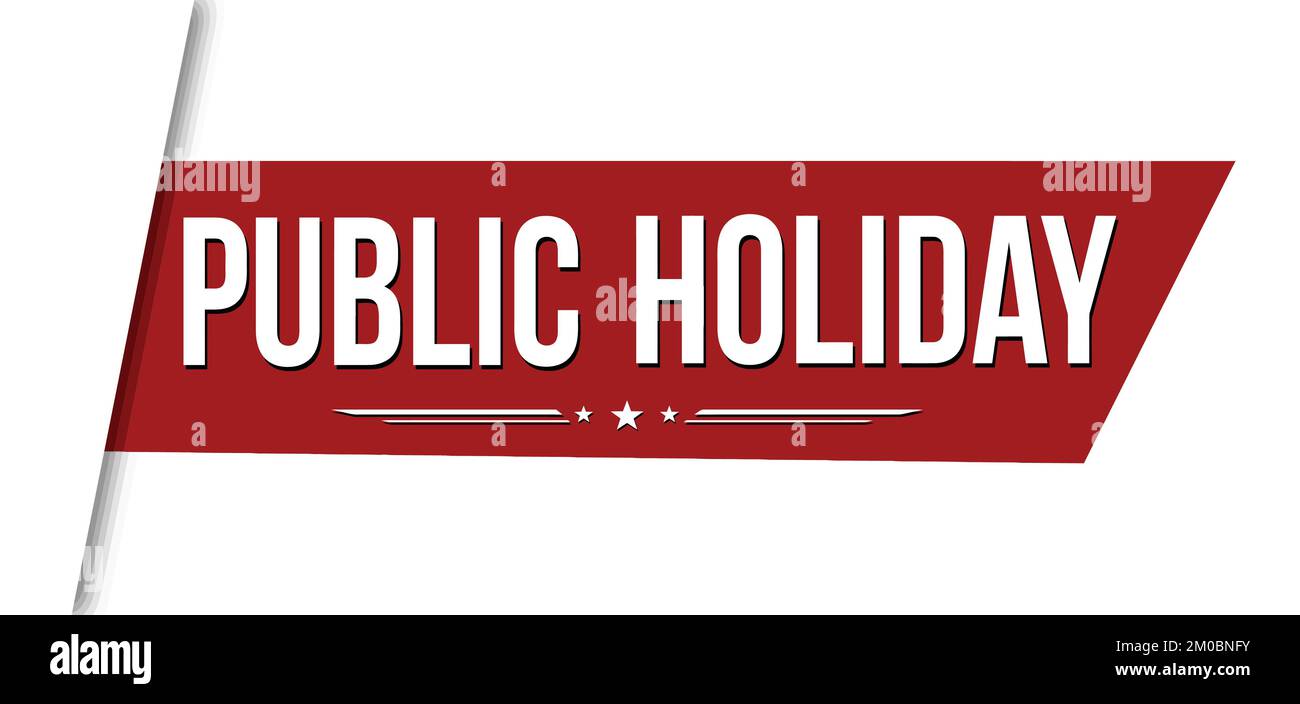 Public holiday red ribbon or banner design on white background, vector ...