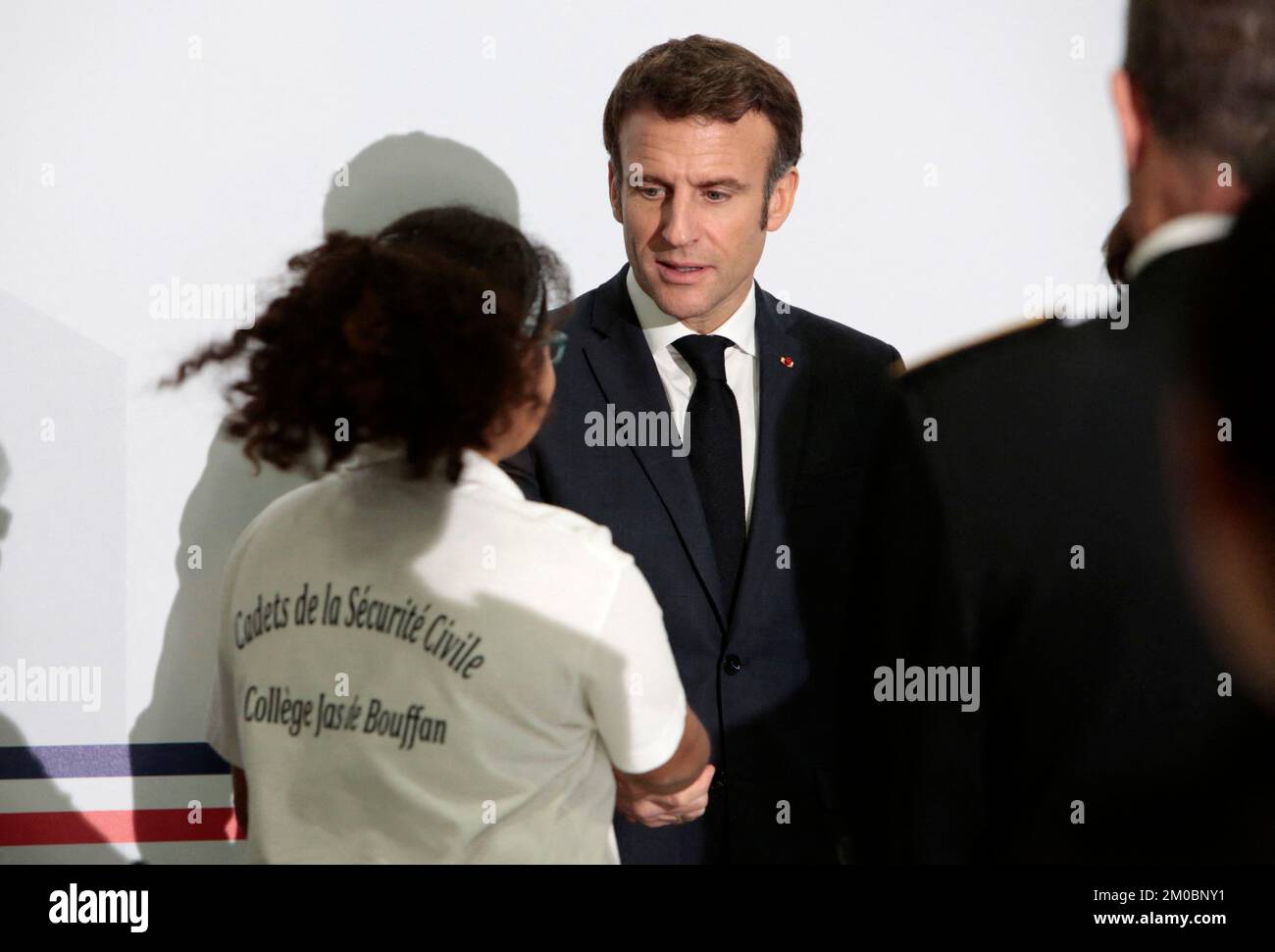French President Emmanuel Macron meet students in college during ...