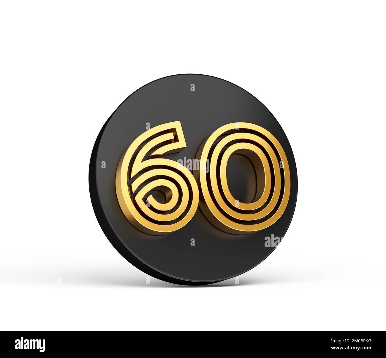A 3D rendering of golden digits on a black 3D button icon isolated on ...