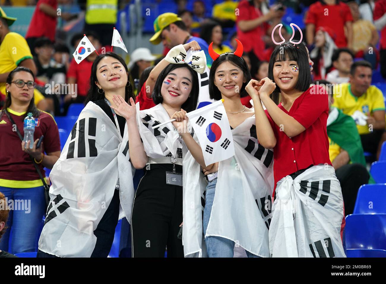 South Korea fans in the stands ahead of the FIFA World Cup Round of ...