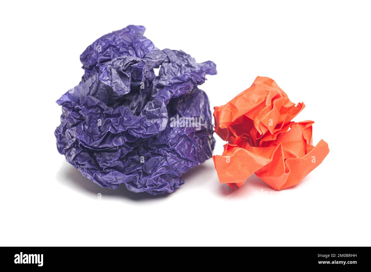 colorful crumpled paper balls (blue,red) isolated on white Stock Photo ...