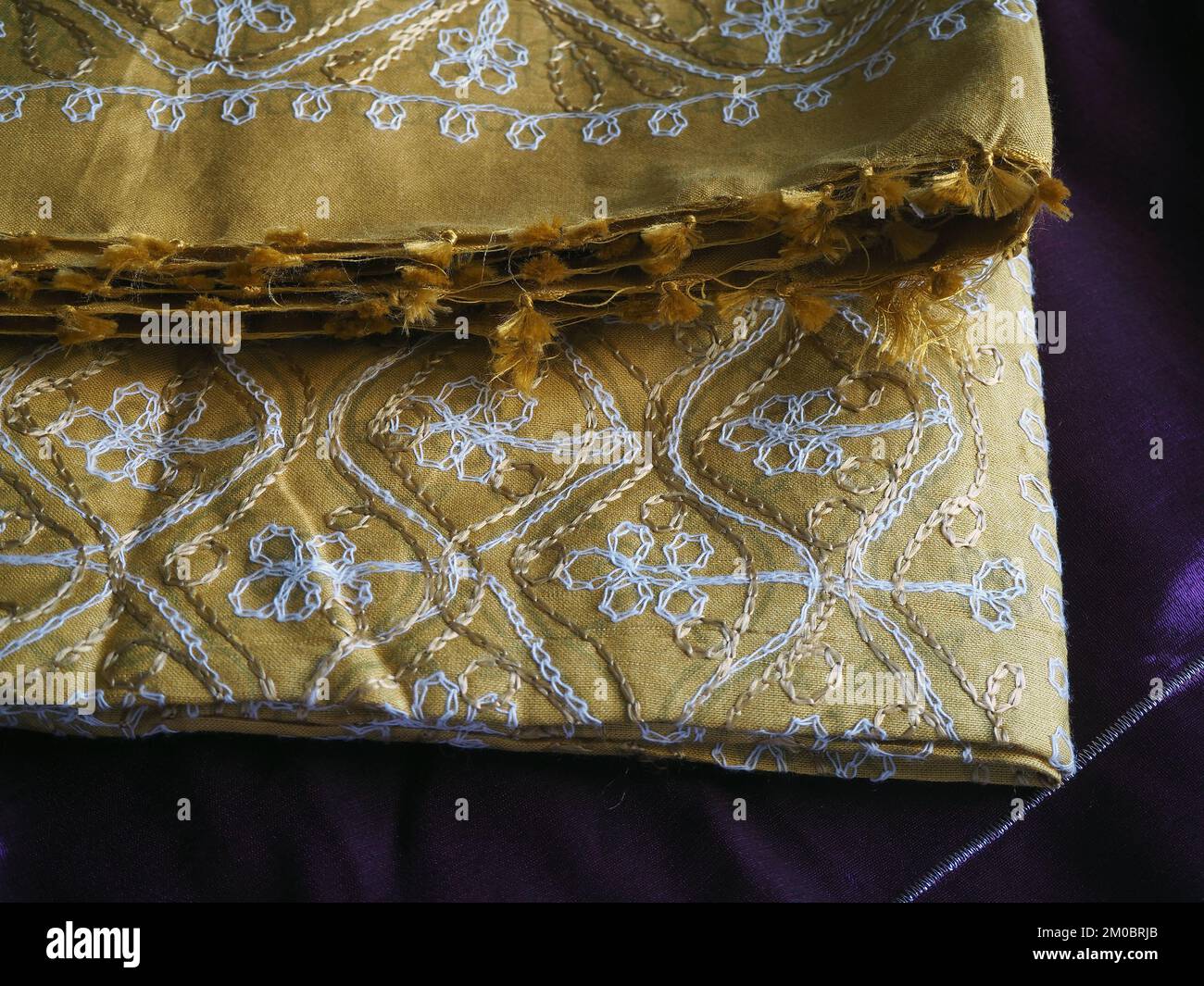 Turkish embroidery on the beige fabric.Turkish traditions Stock Photo ...