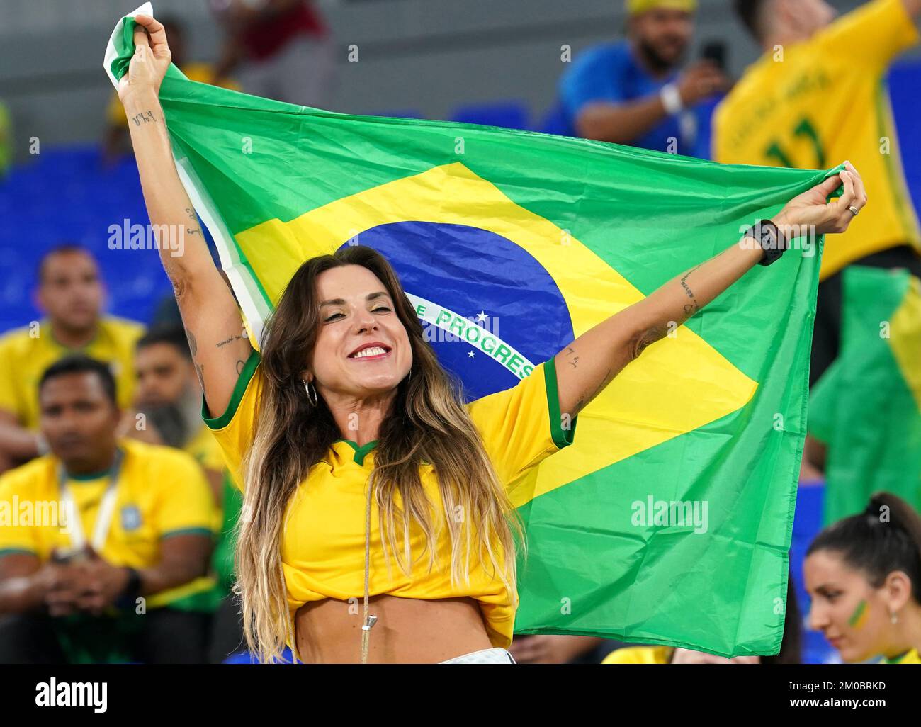 A Brazil fan in the stands ahead of the FIFA World Cup Round of Sixteen ...