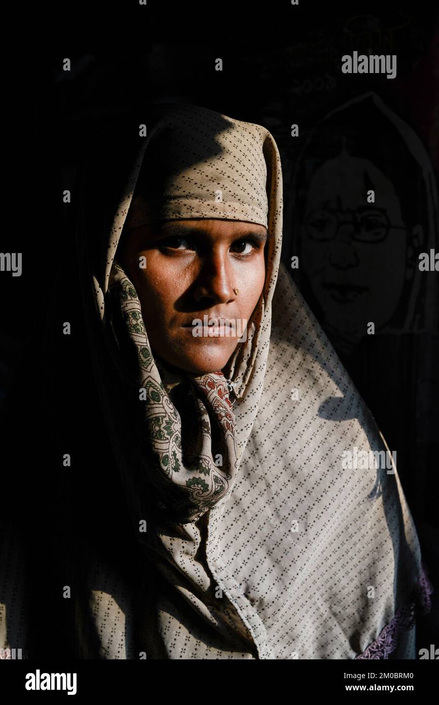 BANGLADESH, District Tangail, Kalihati, portraiture of muslim woman ...