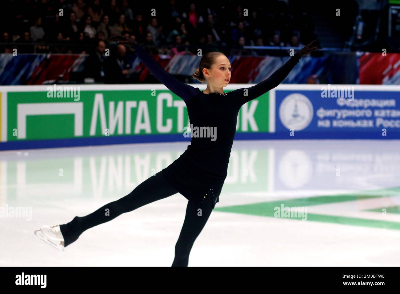 Maria Gordeeva, performs in figure skating, at the Russian Women's Jumping Championship 2022 in ...