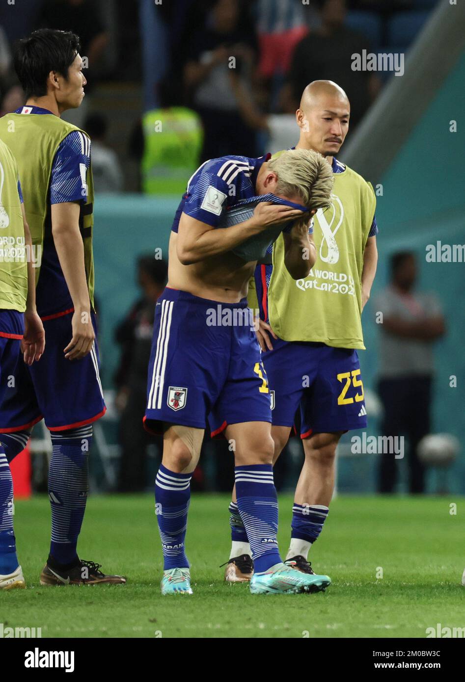 Al Wakrah, Qatar. 5th Dec, 2022. Asano Takuma (C) and Maeda Daizen of ...