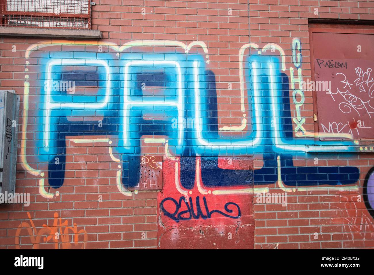 Paul mural in Hochelaga neighborhood in Montreal, Quebec, Canada Stock ...