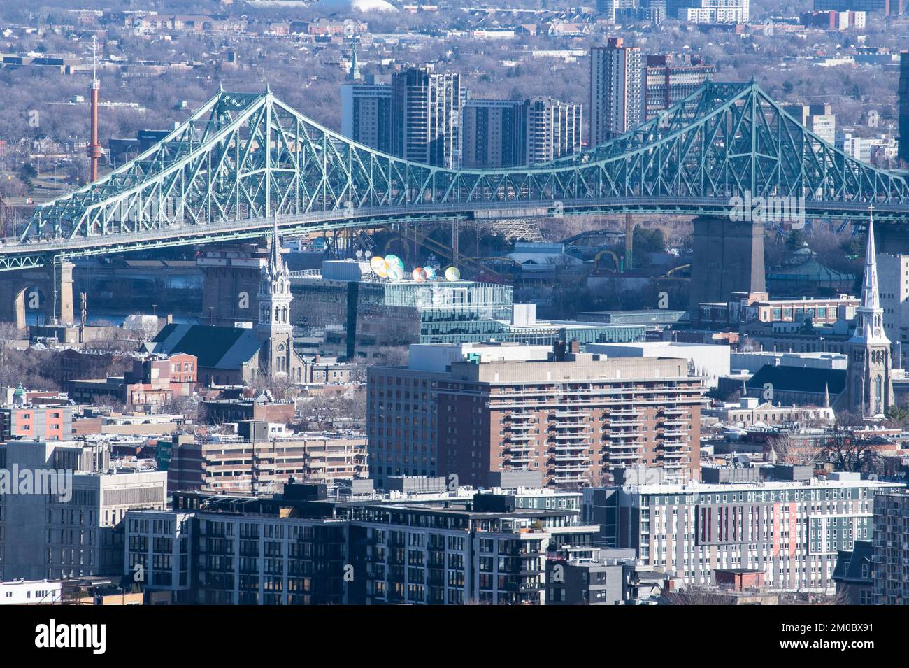 Jacques Cartier Bridge from Mont-Royal lookout in Montreal, Quebec ...