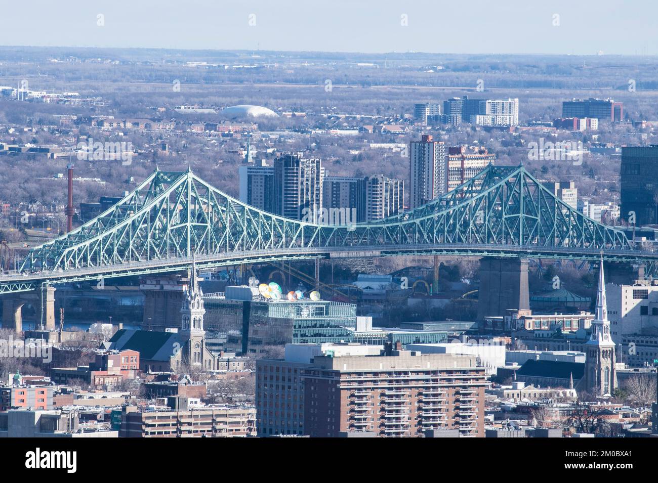 Jacques Cartier Bridge from Mont-Royal lookout in Montreal, Quebec ...