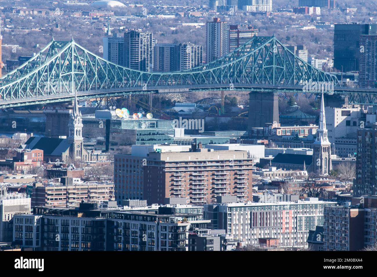 Jacques Cartier Bridge from Mont-Royal lookout in Montreal, Quebec ...