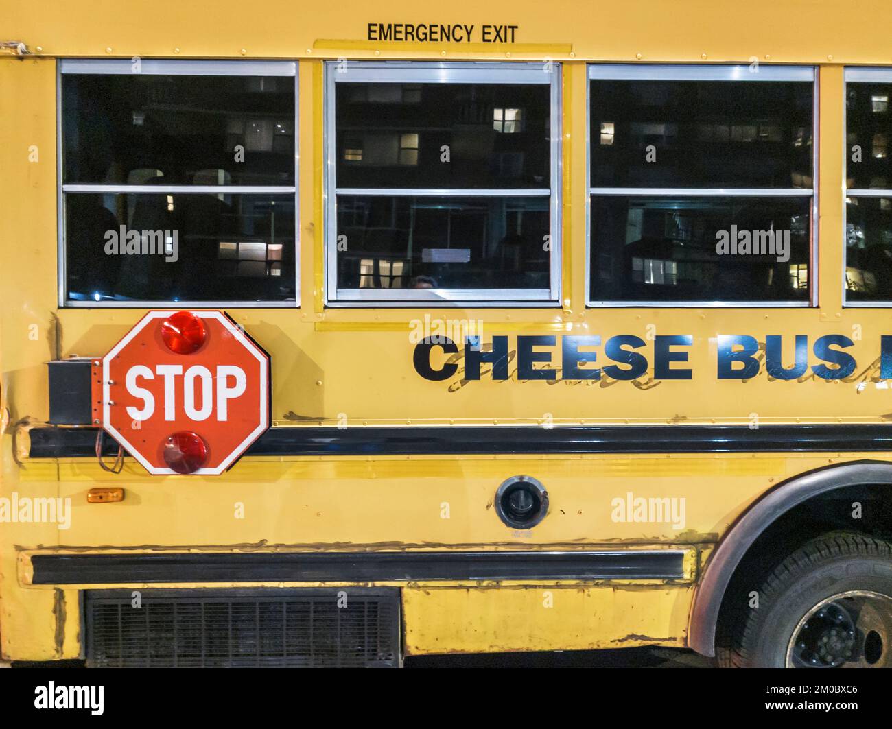 School bus from the Cheese Bus Co. parked in Chelsea in New York on ...