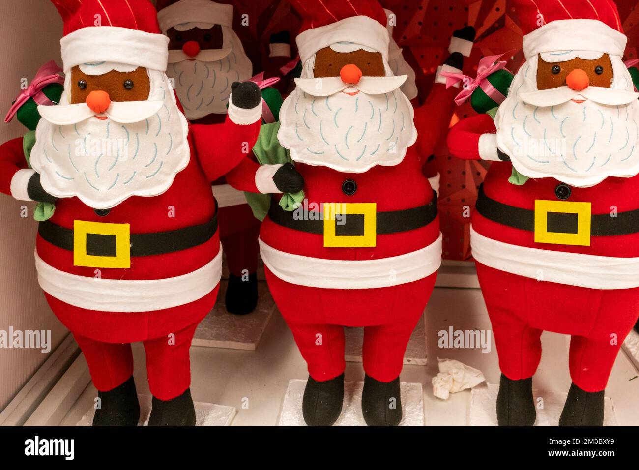 African-American Santa plushes in a Target in New York on Thursday ...