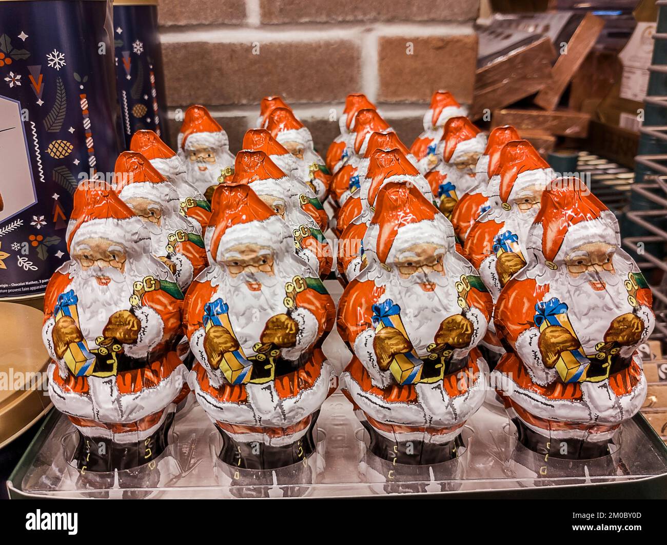 Chocolate Santas in a supermarket in New York on Friday, December 2 ...