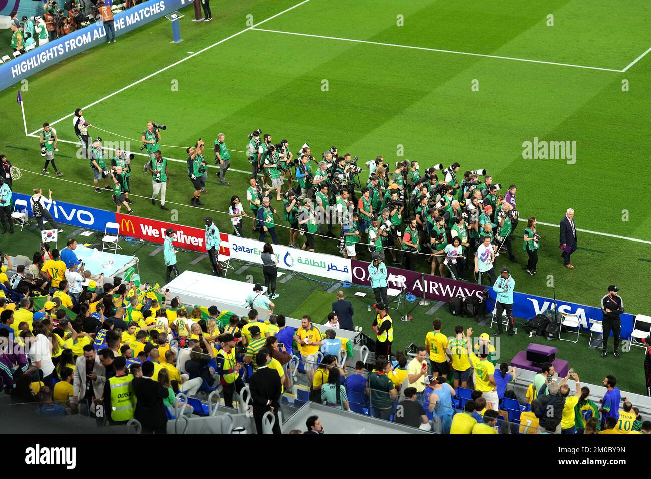 General view of the photographer pen area before the FIFA World Cup ...