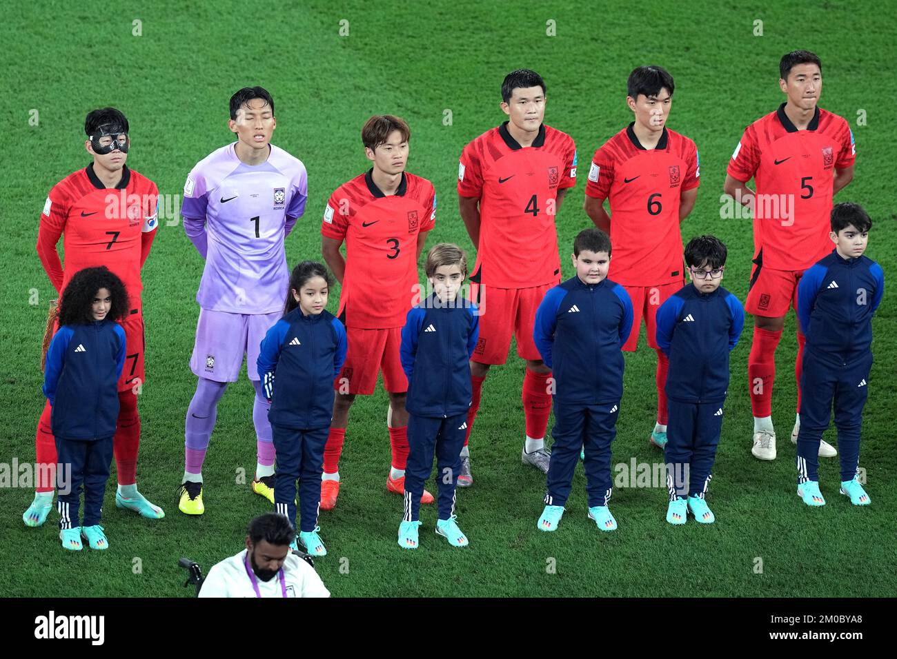 General view of the South Korea players lining up before the FIFA World ...