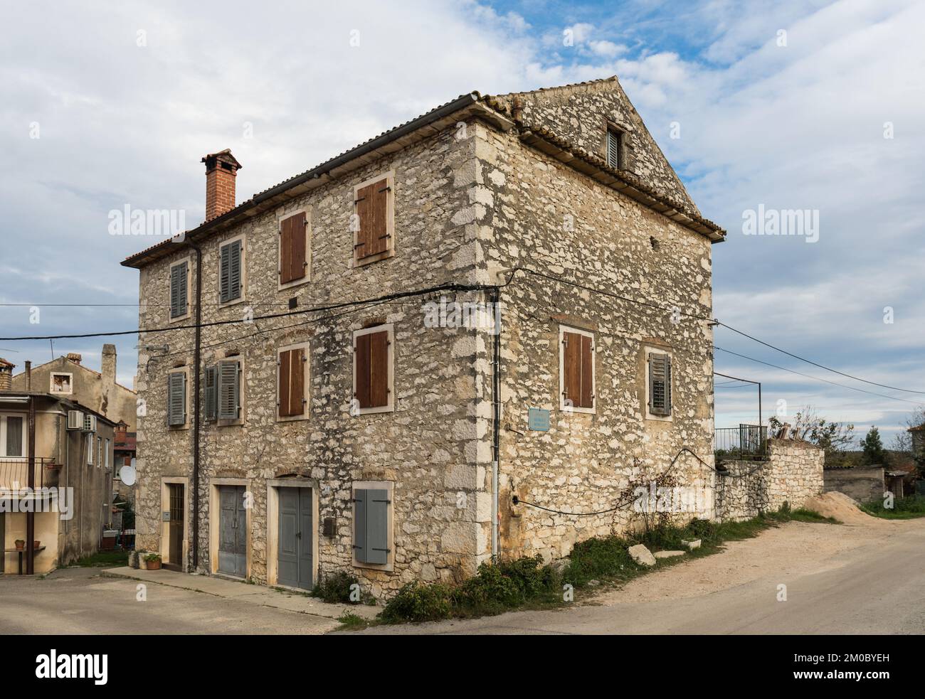 Typical stone house in the village of Brtonigla, Istria, Croatia Stock ...