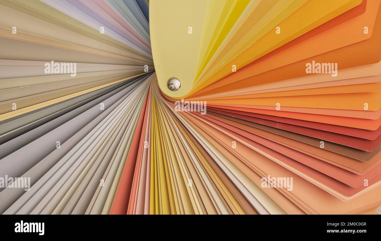Colour swatches book. Rainbow sample colors catalogue Stock Photo - Alamy