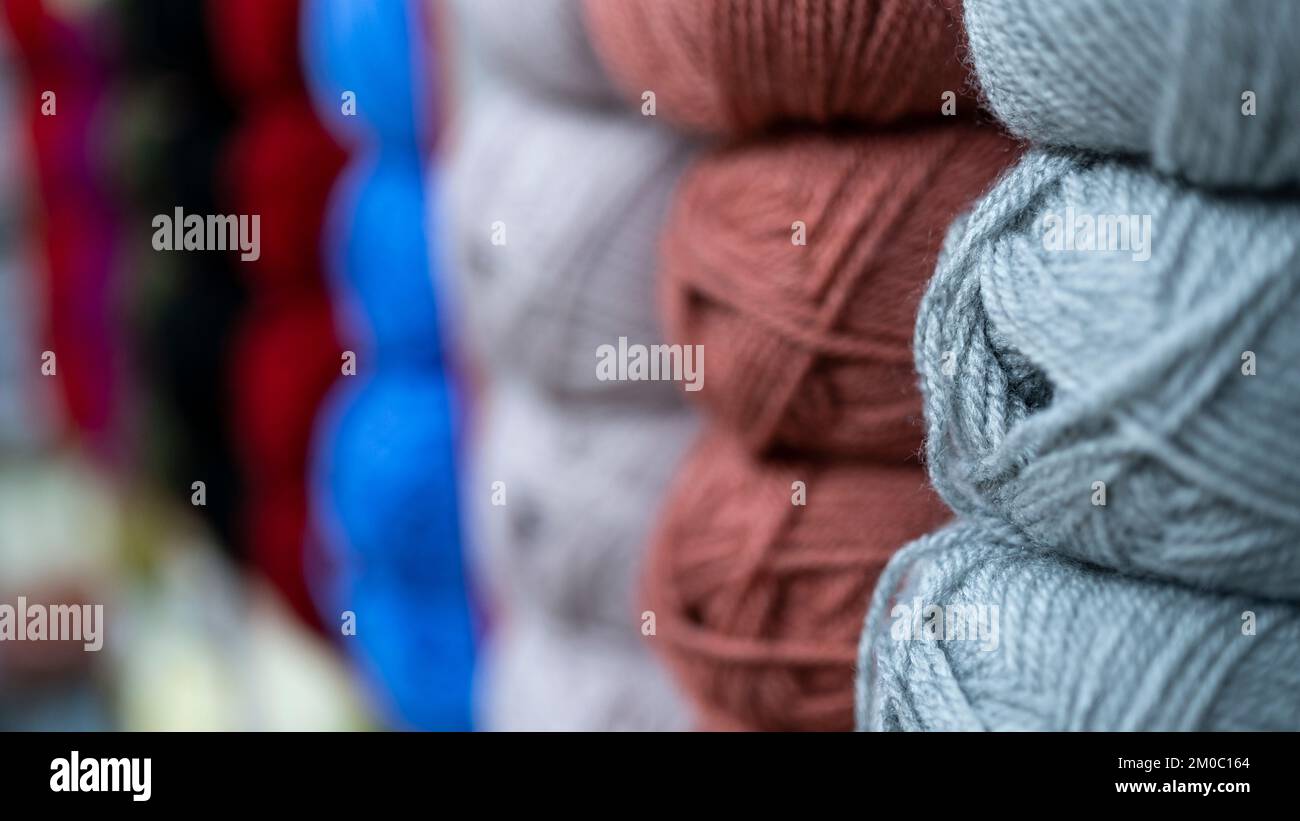 Knitting threads, Colored cotton threads, eminönü kurkcu han Stock ...