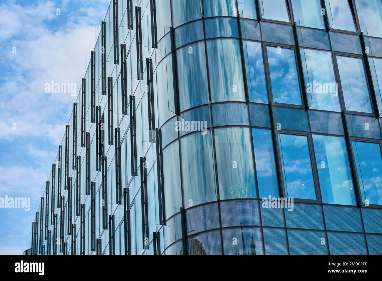 Fragment of modern building with glass facade, Detail of skyscraper ...