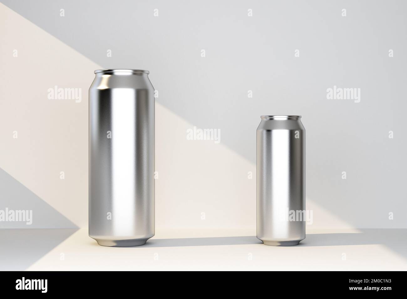 large and small aluminum can. 3d rendering Stock Photo - Alamy