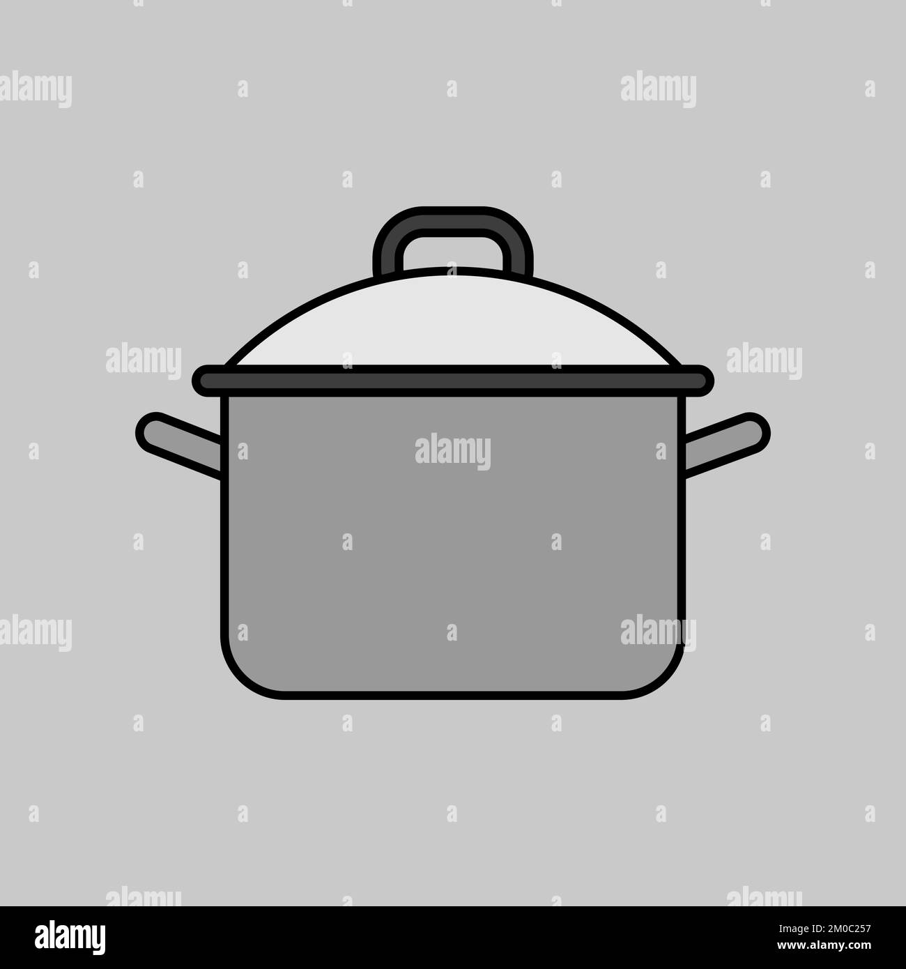 Saucepan vector grayscale icon. Cooking pot or pan sign. Graph symbol ...