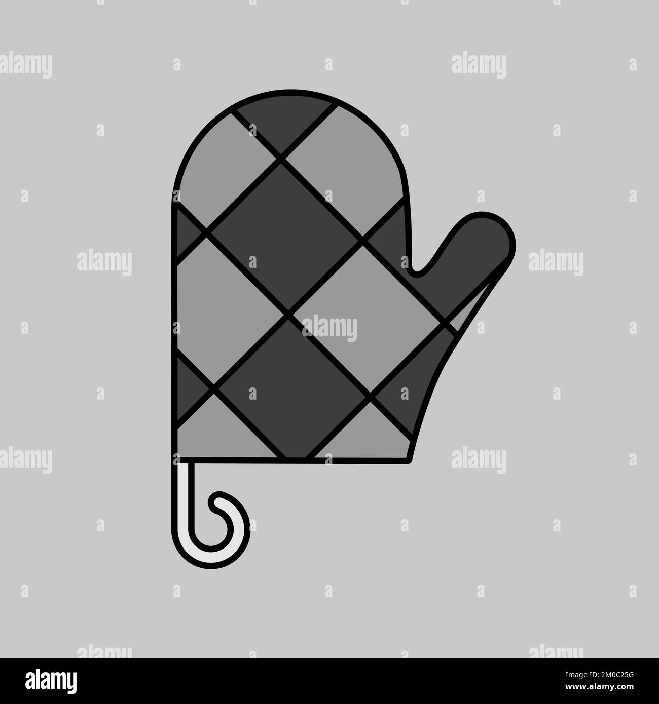 Close up of kitchen protective glove vector grayscale icon. Graph ...