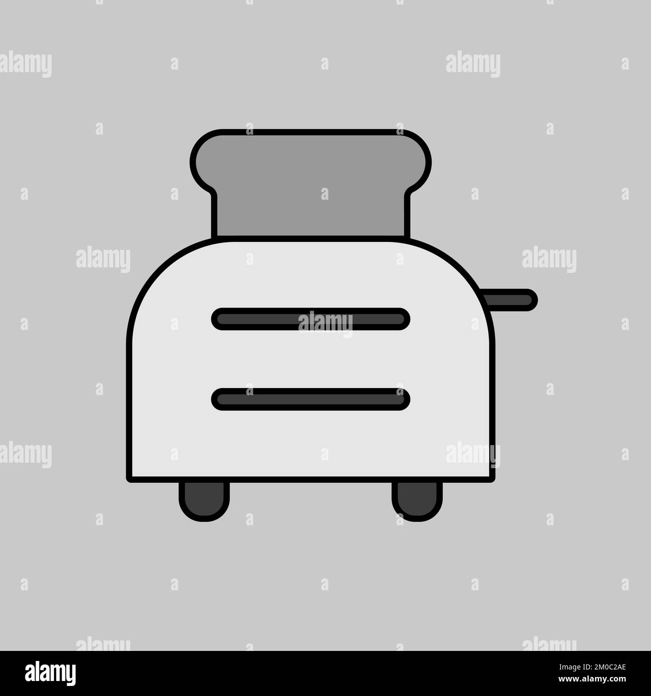 Toaster with toasts vector grayscale icon. Kitchen appliance. Graph ...
