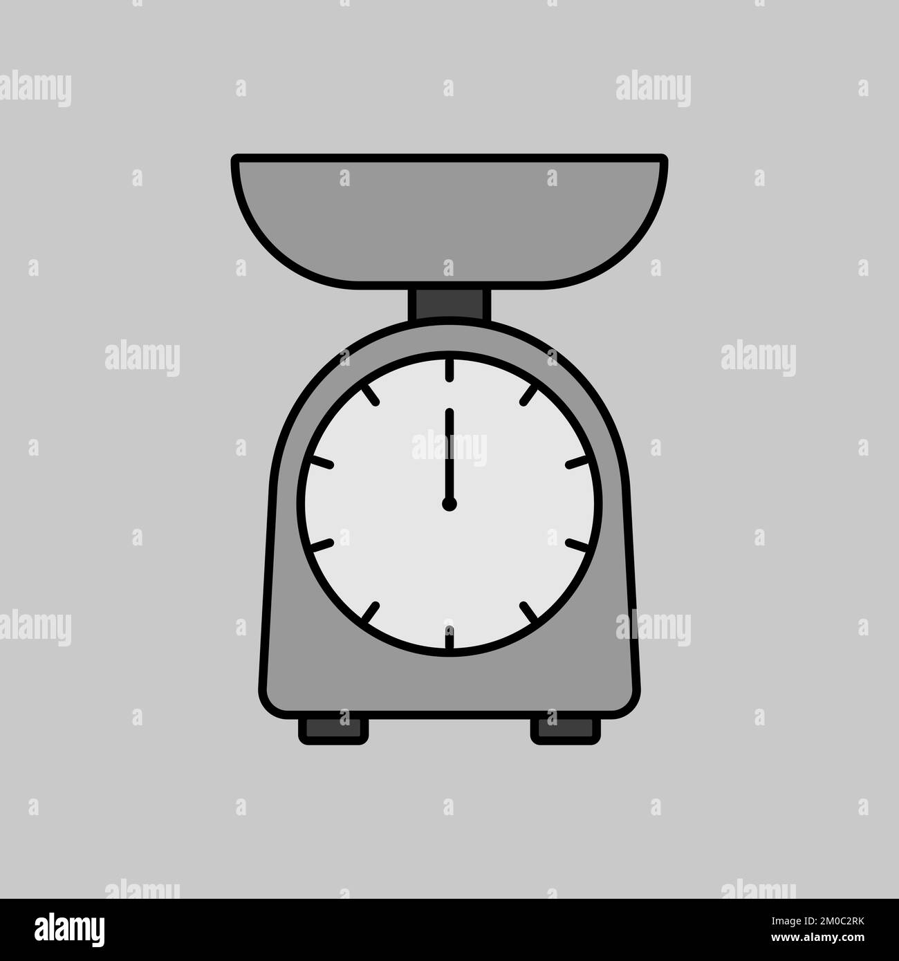 Scales vector grayscale icon. Kitchen appliance. Graph symbol for ...