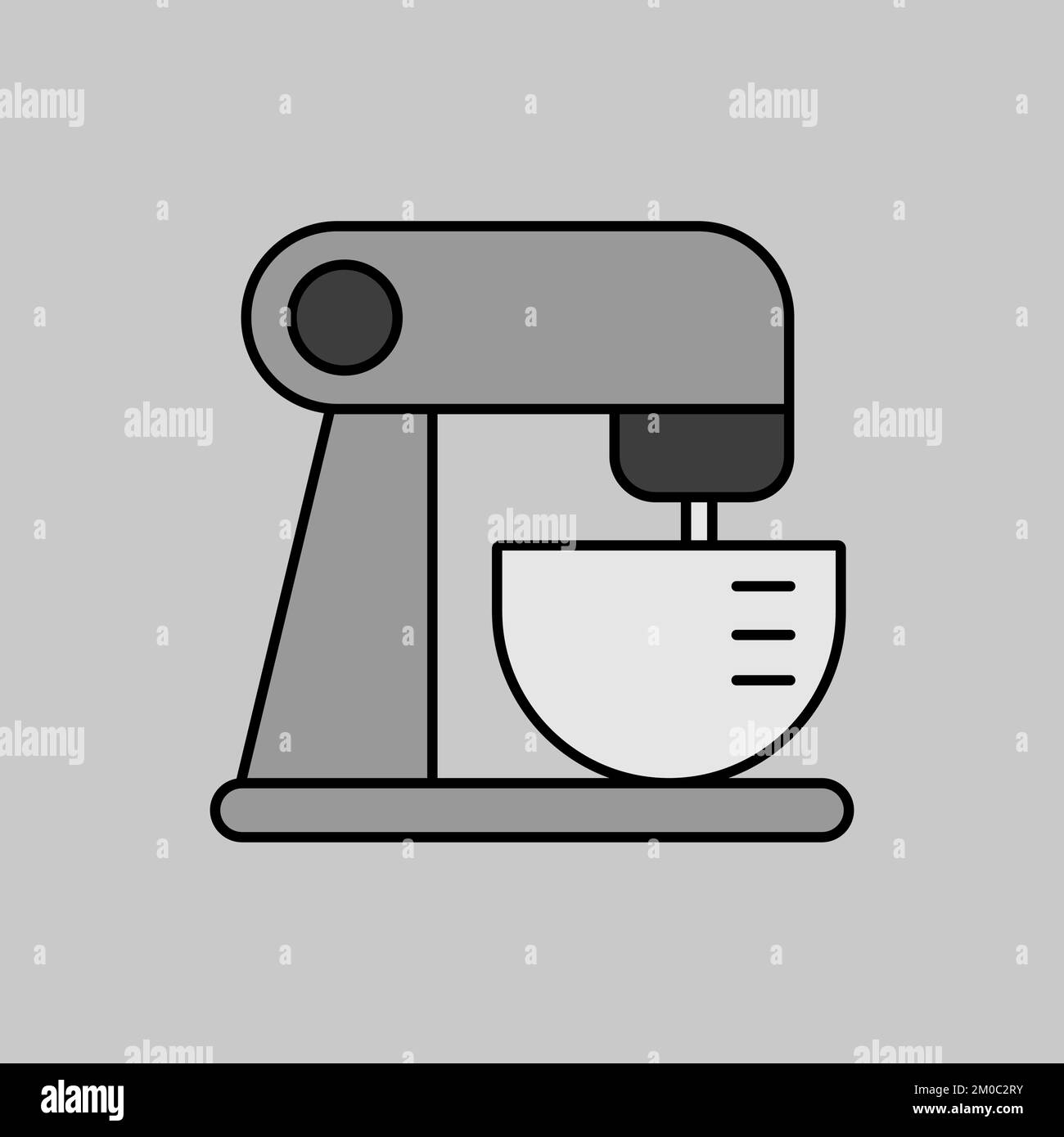 Food processor grayscale icon. Mixing. Pureeing foods. Electric kitchen ...