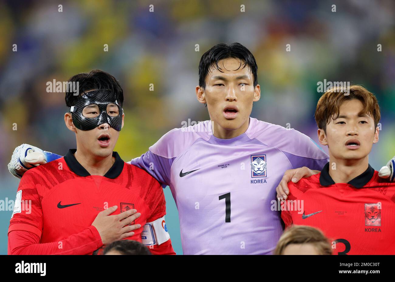 Doha, Qatar. 5th Dec, 2022. (From L to R)Son Heung-min, Kim Seung-gyu ...